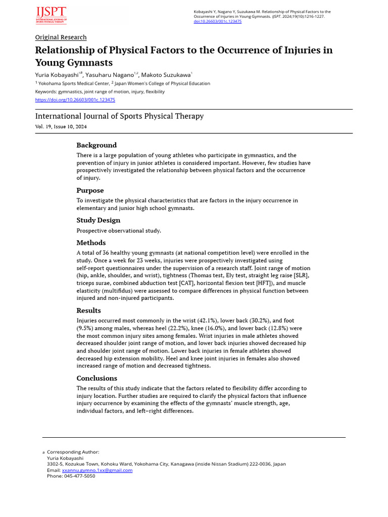 Ijspt 2024 19 10 123475 | PDF | Anatomical Terms Of Motion ...
