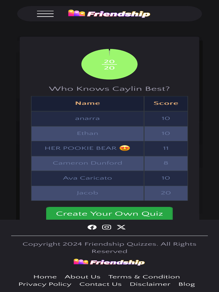 Friendship Quizzes Create A Best Friend Quiz - Friendship Quiz 3 | PDF