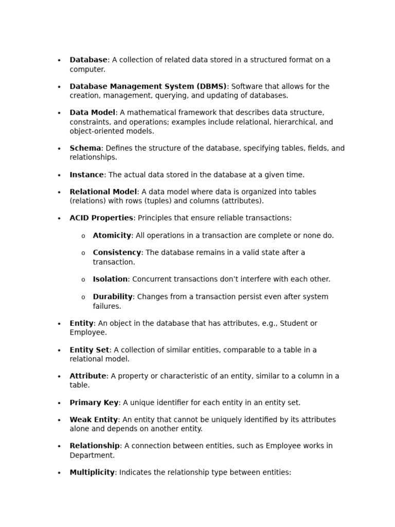Database Concepts and Management Overview | PDF | Relational Model ...