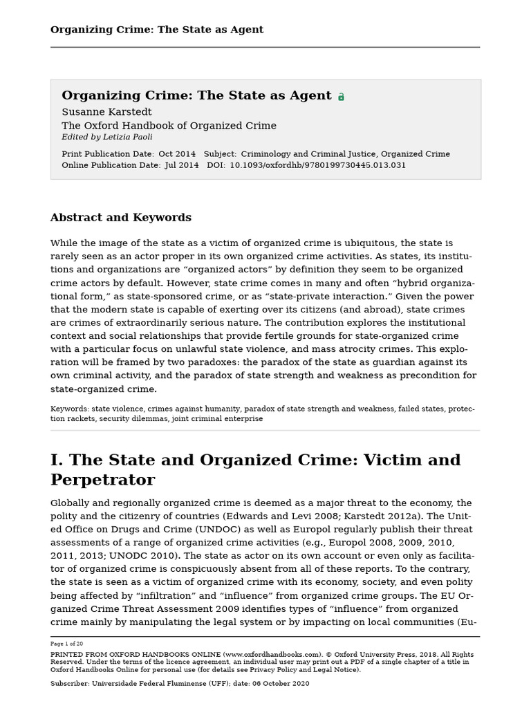 State Involvement in Organized Crime | PDF | Crimes | Crime & Violence