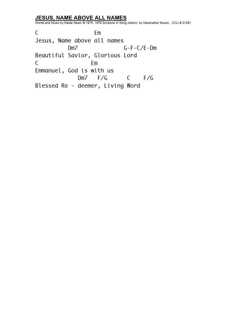 Msch697 Jesus Name Above All Names | PDF