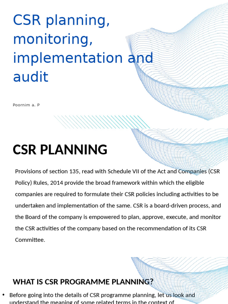 CSR Planning Montoring Implementing Audit | PDF | Corporate Social ...