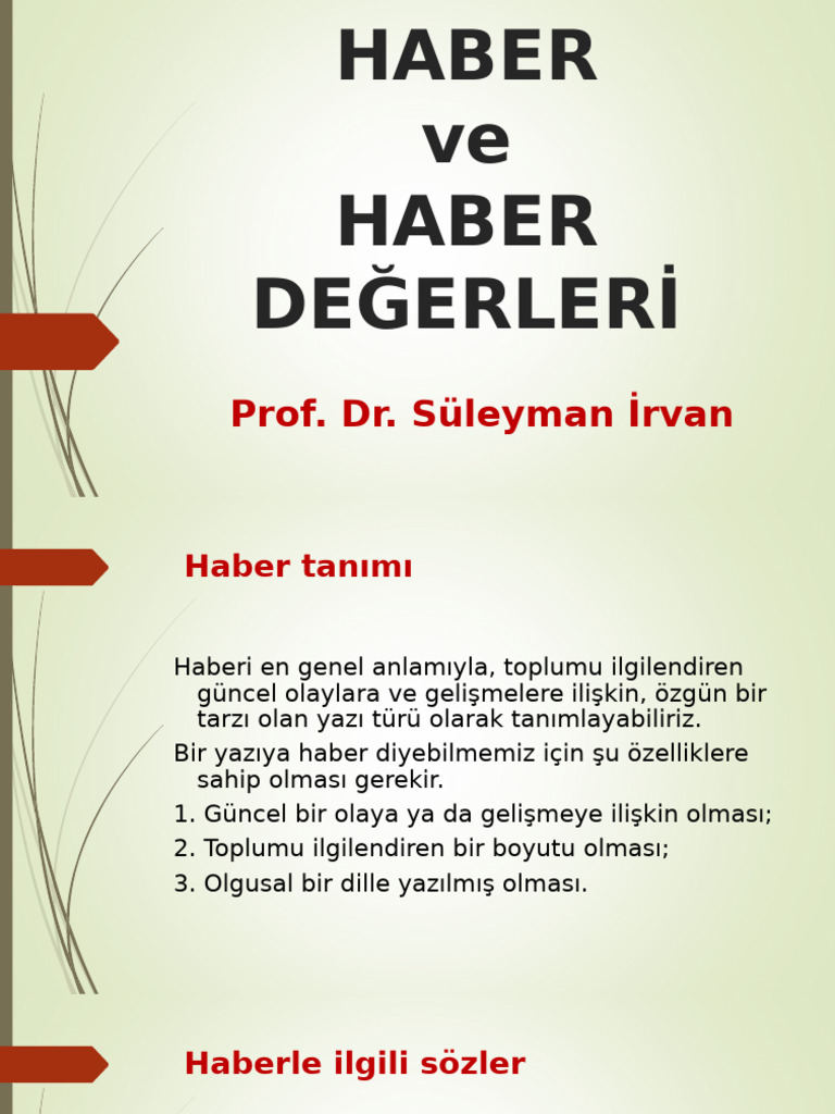 Haber Ve Haber Degerleri | PDF