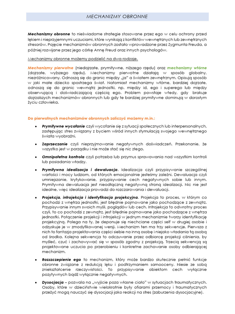 Mechanizmy Obronne | PDF
