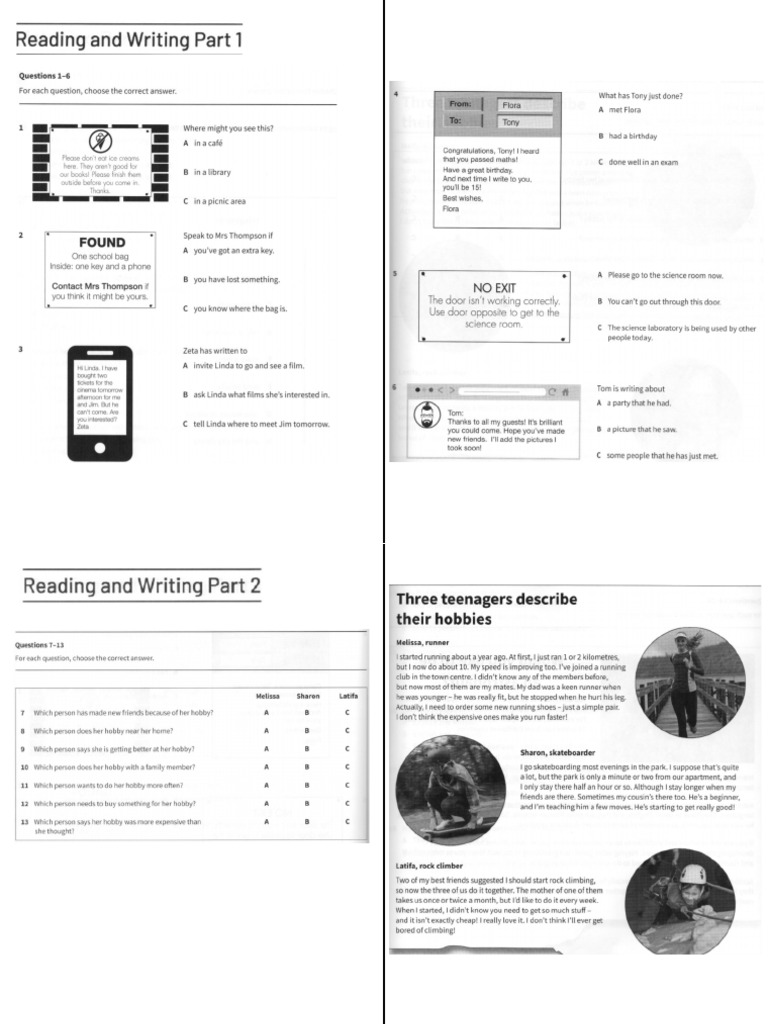 Reading Practice A2 Key For Schools | PDF