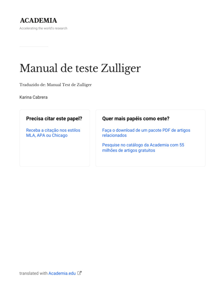 Manual Test de Zulliger - PT | PDF | Tempo | Assunto (gramática)