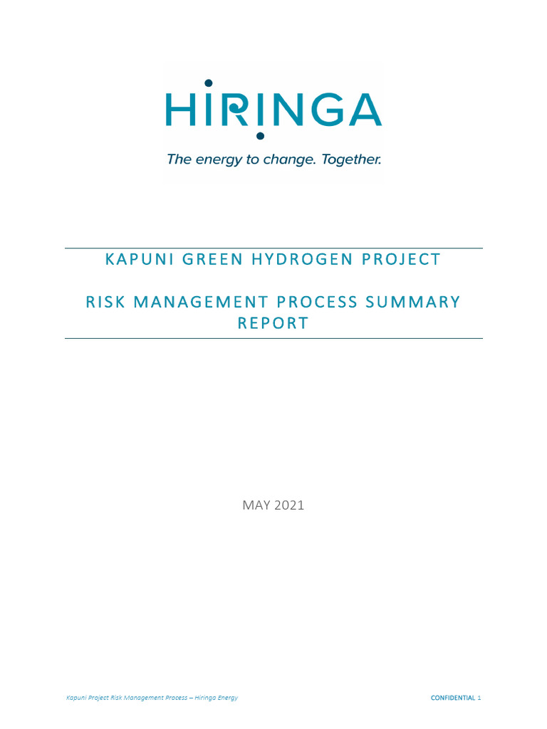 Kapuni Green Hydrogen Project Risk Summary | PDF | Risk | Risk Management