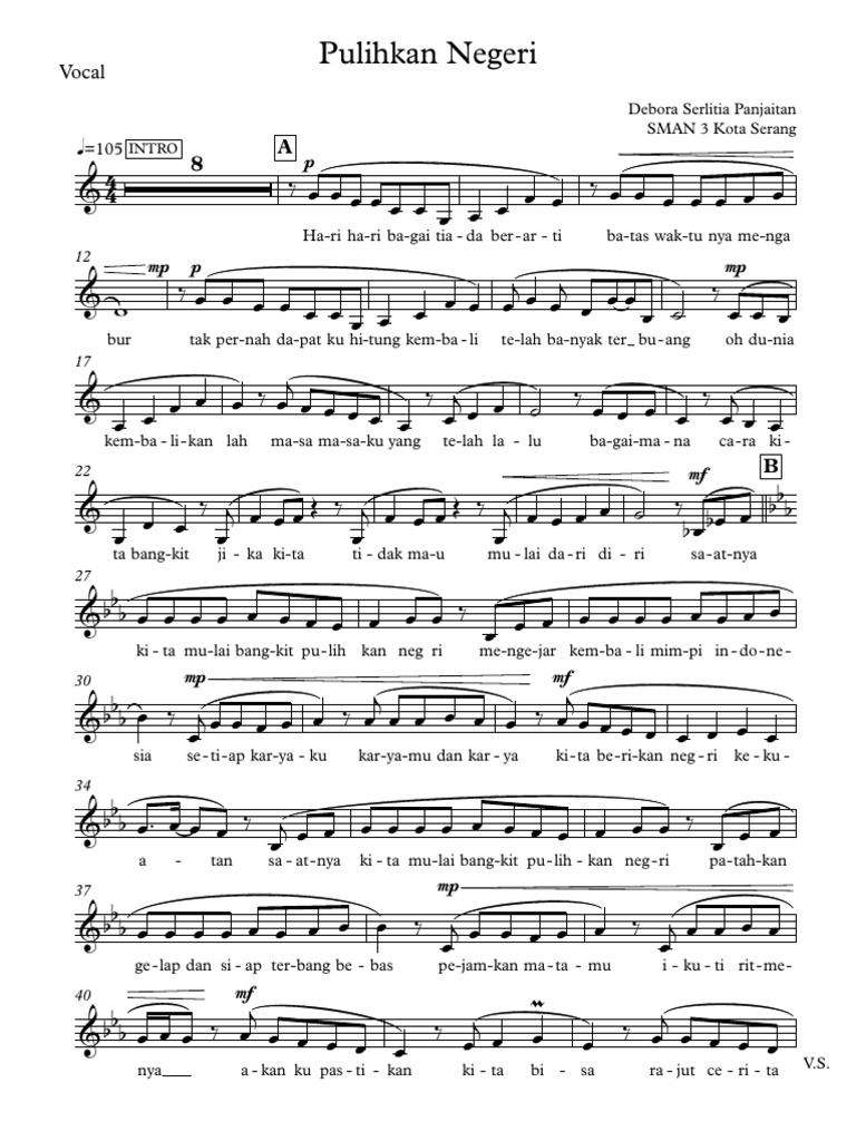 BANTEN - Debora Serlitia Panjaitan Partitur | PDF