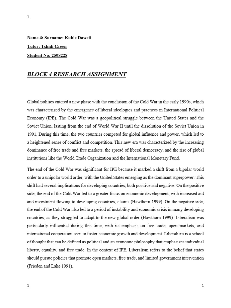 annotated-IR Research Assignment | PDF | Liberalism | World Trade Organization