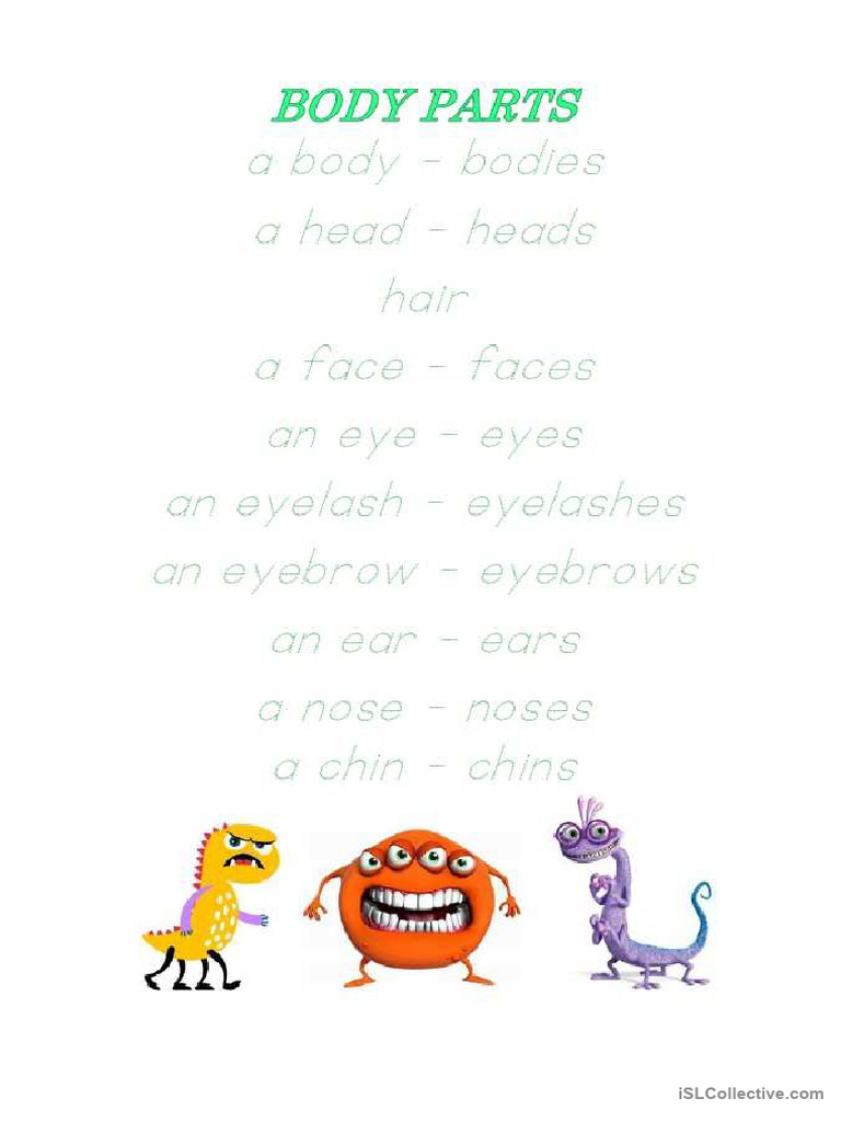 Body Parts - Tracing - Monsters - Articles | PDF