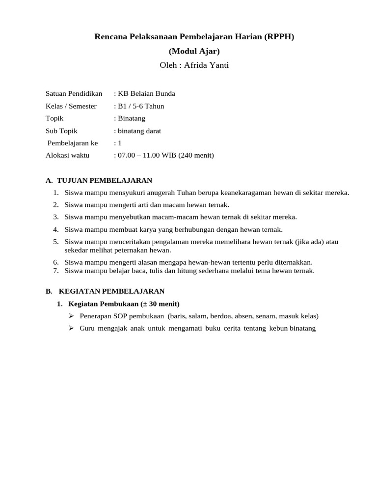 RPPH Kurmer Paud | PDF