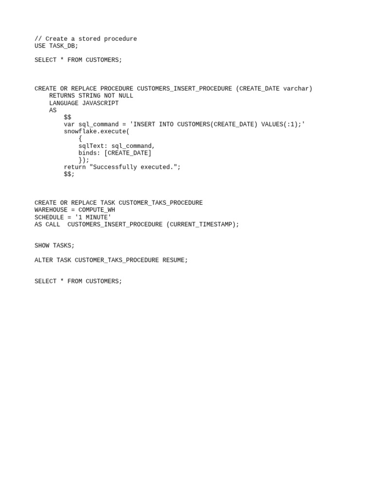 SQL Procedure & Task for Customer Insert | PDF | Computers