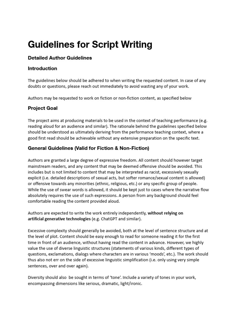 Guidelines For Script Writing - Pulse Labs AI Inc | PDF