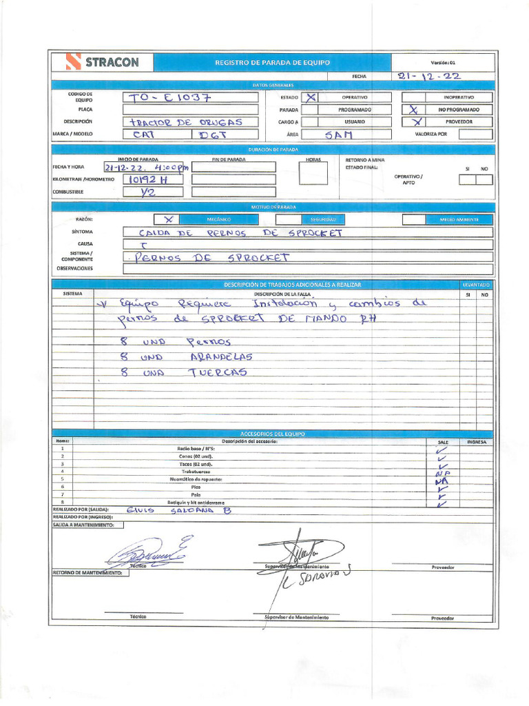 To-E1037 - Cambio de Pernos de Sprocket | PDF