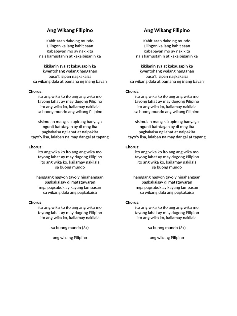 Ang Wikang Filipino | PDF