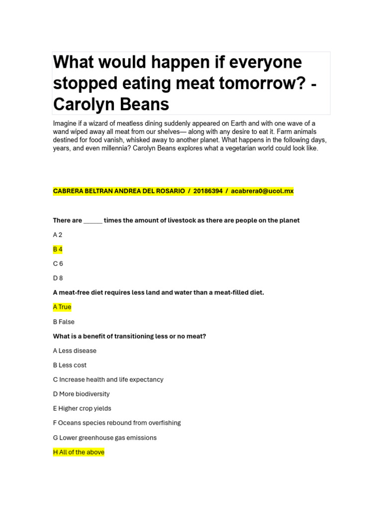 Impact of a Meatless World | PDF