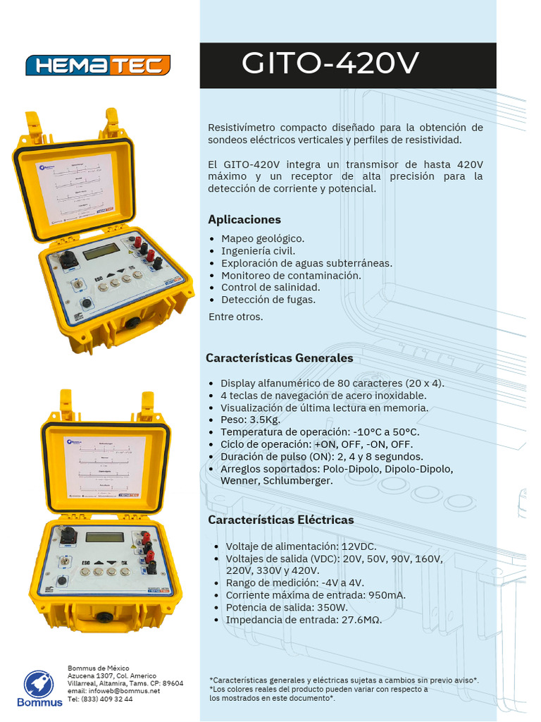 Rev04 2023 Ficha Tecnica Gito 420v Hematec PDF | PDF | Electricidad | Ingenieria Eléctrica