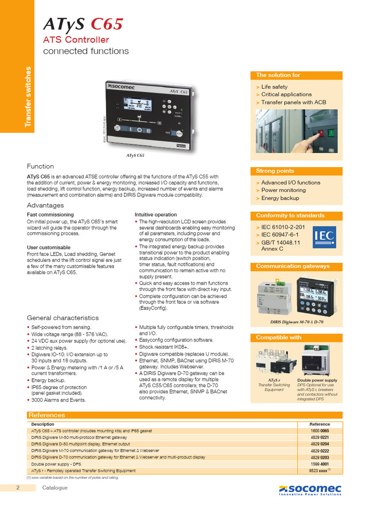 Atys C65 - Ats Controller Connected Functions - Catalogue - Pages ...