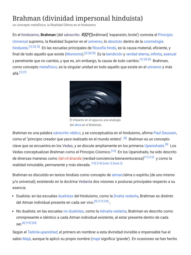 Brahman (Divinidad Impersonal Hinduista) - Wikipedia, La Enciclopedia Libre | PDF | brahmán ...