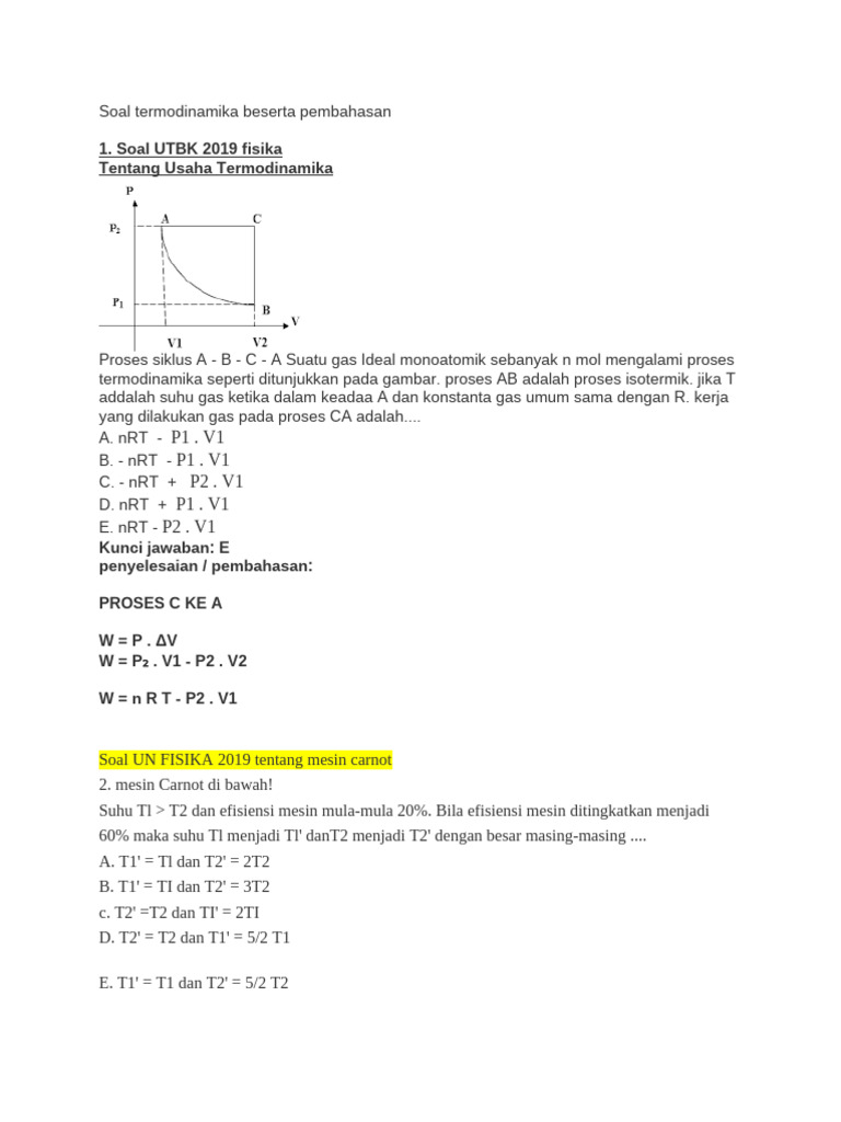 Soal dan Pembahasan Termodinamika Kelas 11 | PDF | Sains & Matematika | Teknologi & Rekayasa