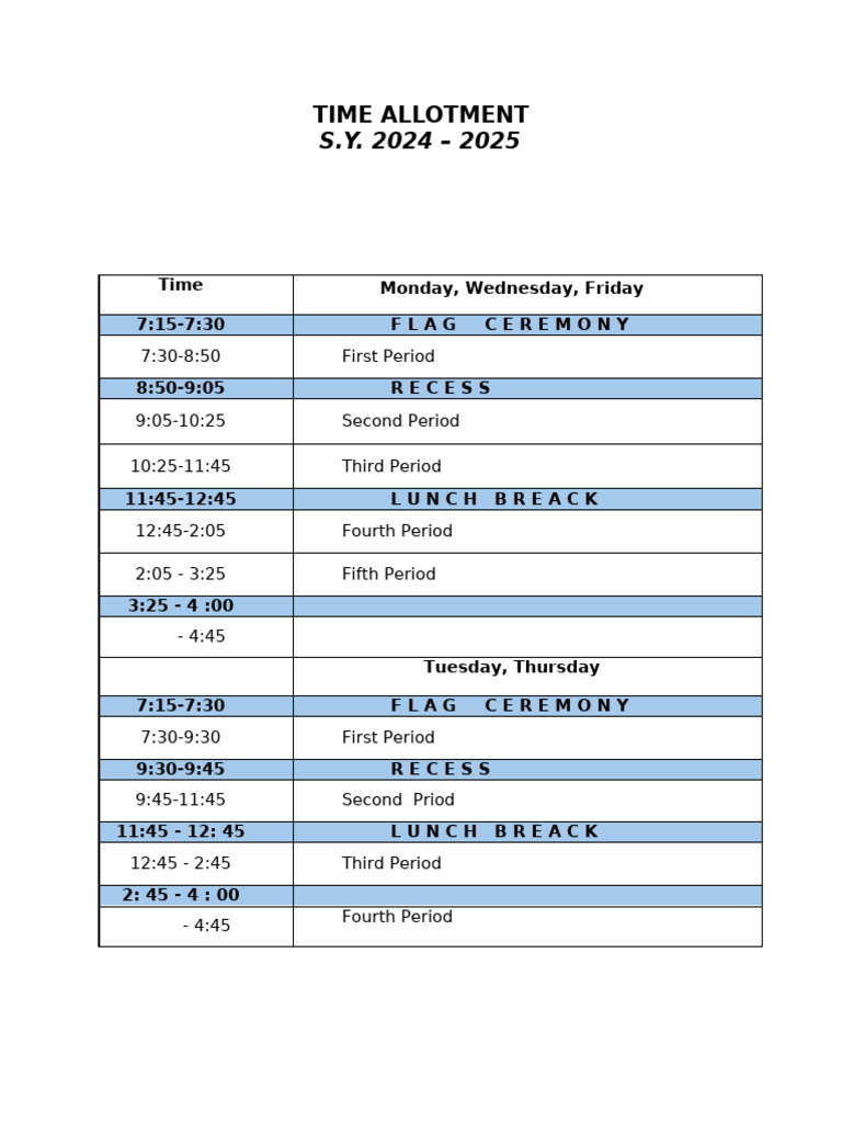 Time Allotment | PDF