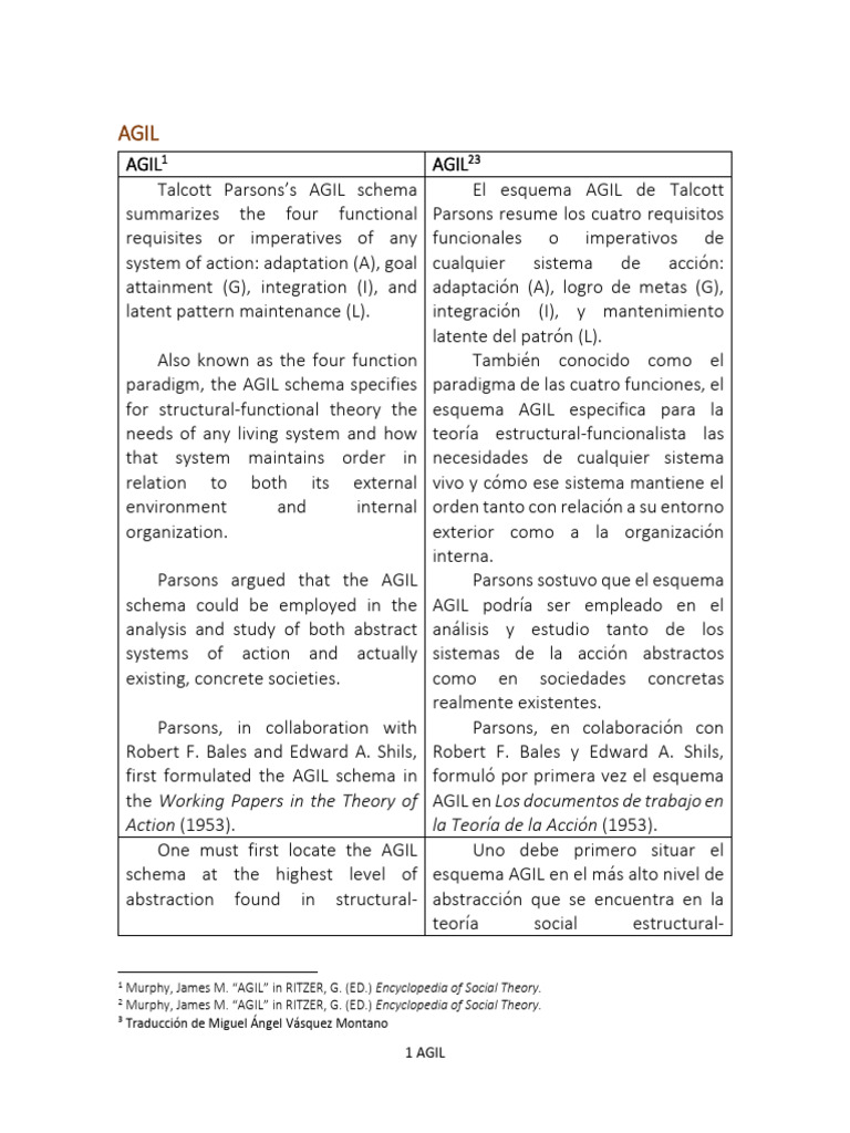 Esquema AGIL de Parsons | PDF | Epistemología de la ciencia ...