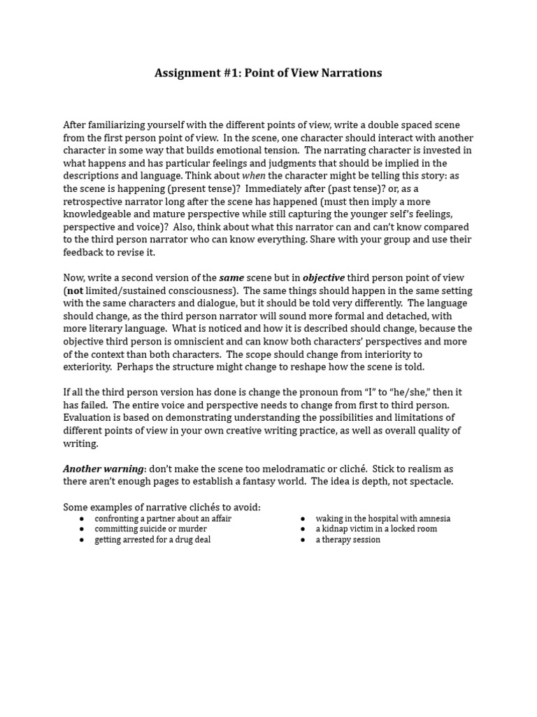 Assignment 1 POV | PDF | Narration