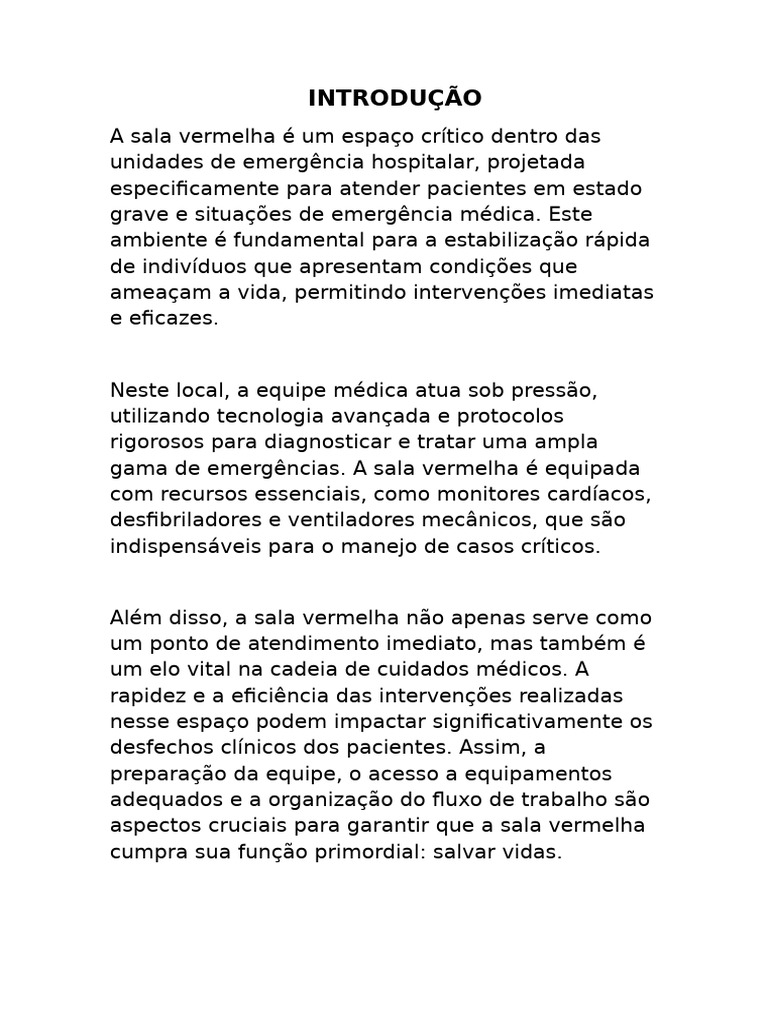 Importância da Sala Vermelha em Emergências | PDF | Tecnologia e Engenharia
