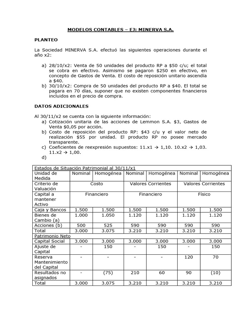 Modelos Contables Ej Minerva | PDF