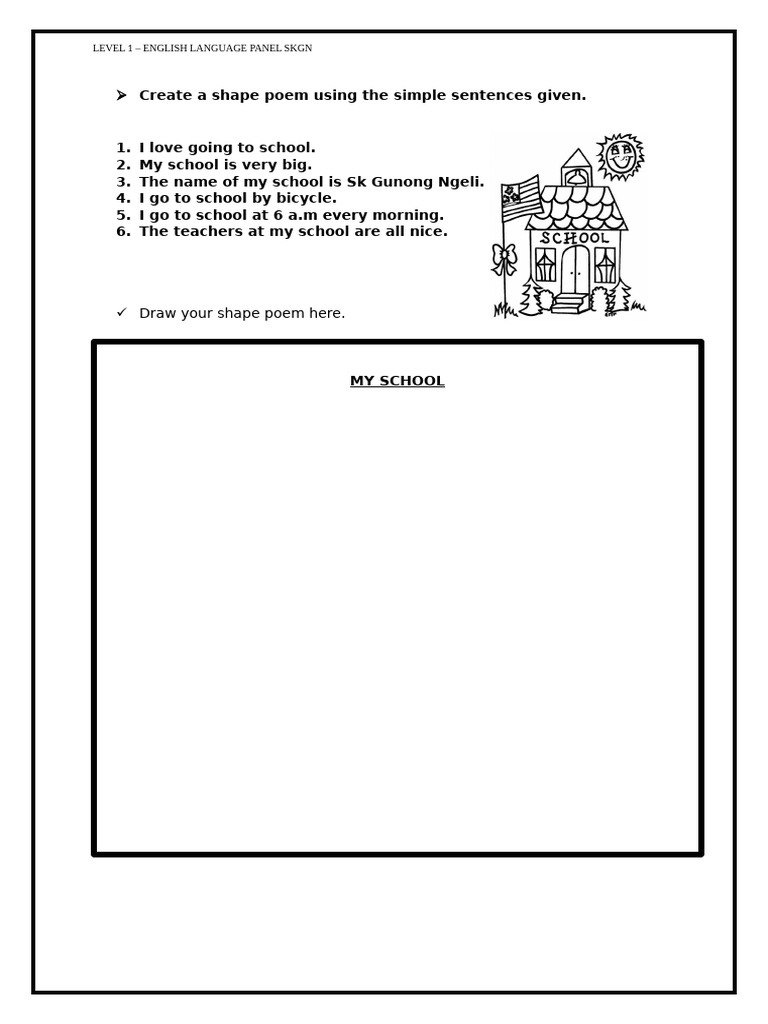 Create A Shape Poem Using The Simple Sentences Given | PDF