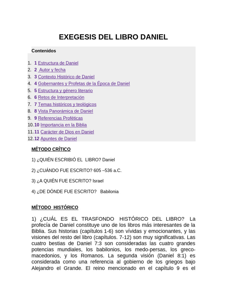 Exégesis del Libro de Daniel | PDF | Daniel (figura bíblica) | Libro de ...