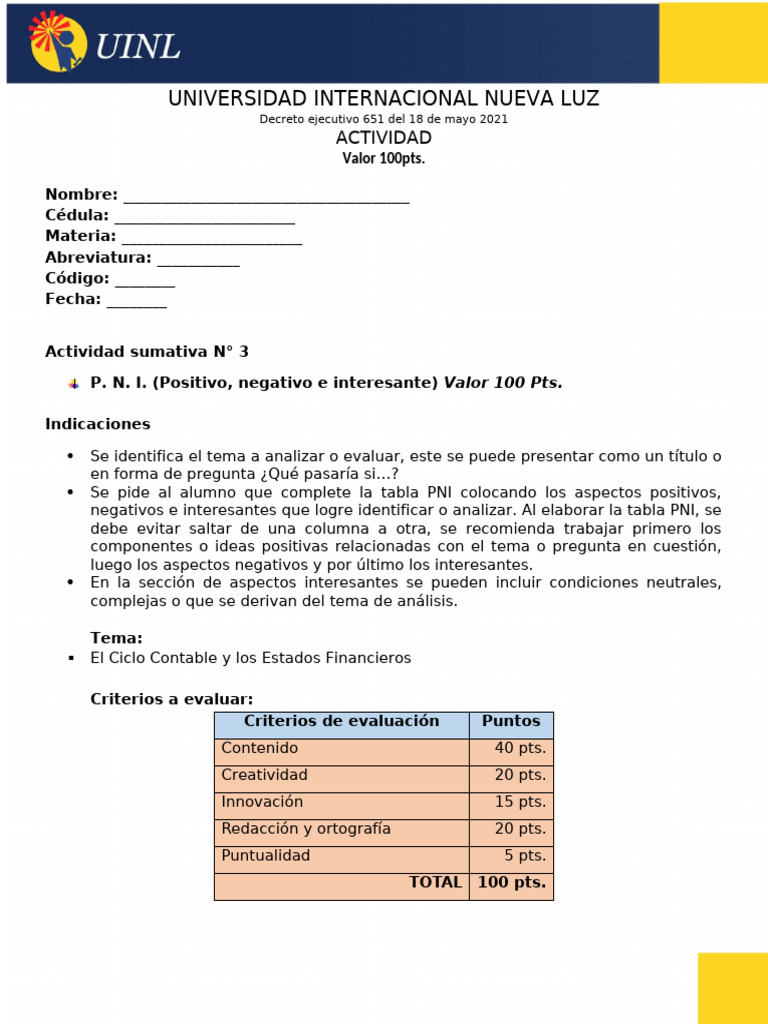 Actividad Sumativa #3 - PNI - Español | PDF