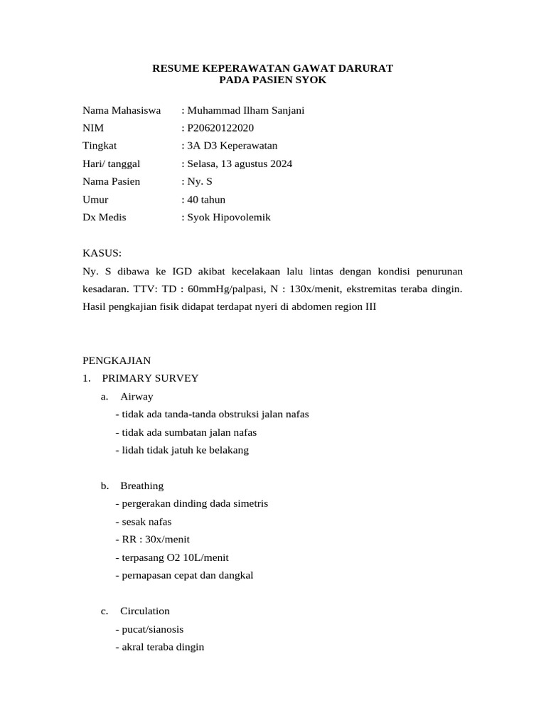 Resume Keperawatan Gawat Darurat | PDF