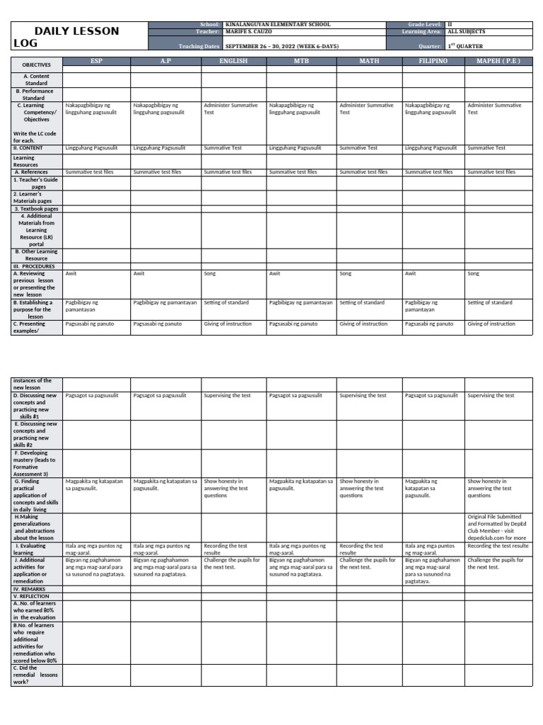 DLL - All Subjects 2 - Q1 - W6 - D5 | PDF | Human Communication | Pedagogy