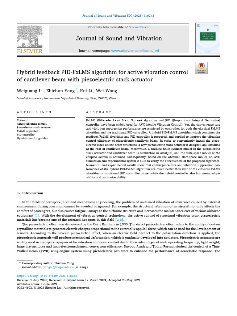 04 Hybrid Feedback PID-FxLMS Algorithm For Active Vibration Control of Cantilever Beam With ...