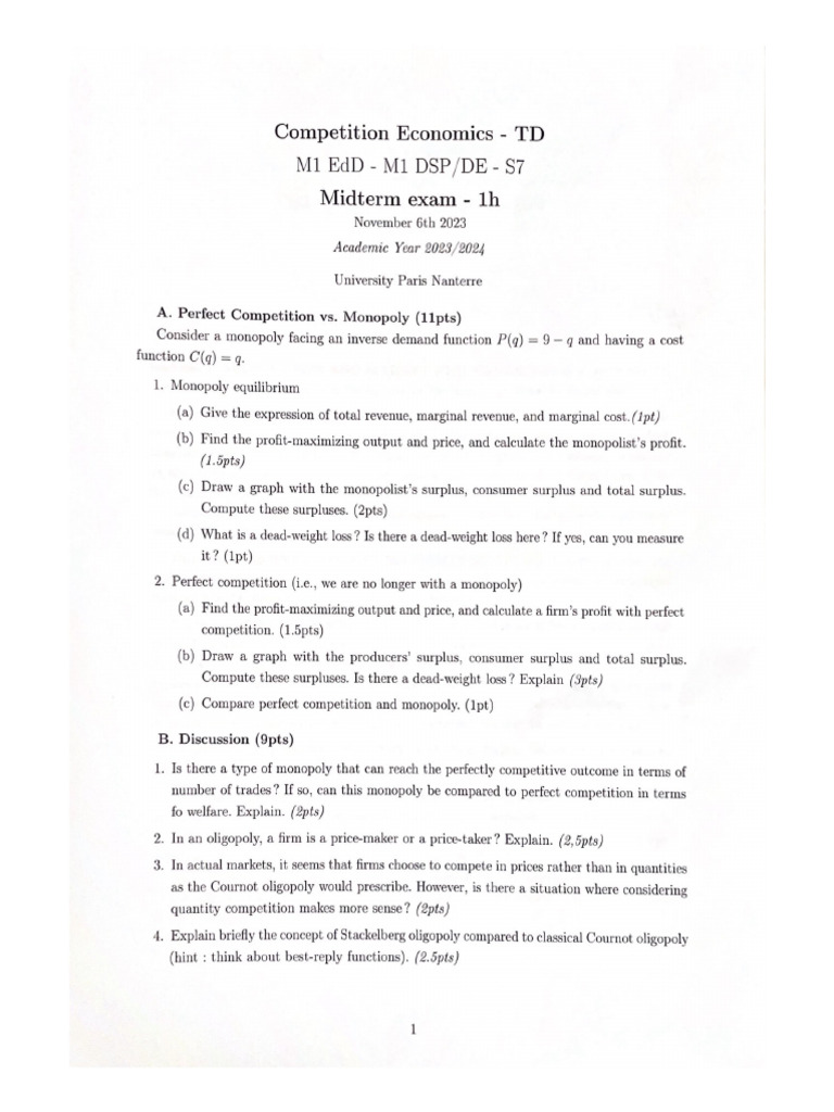 Competition Economics | PDF