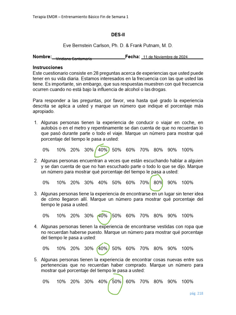 Des Ii | PDF | Disociación (psicología) | Salud mental