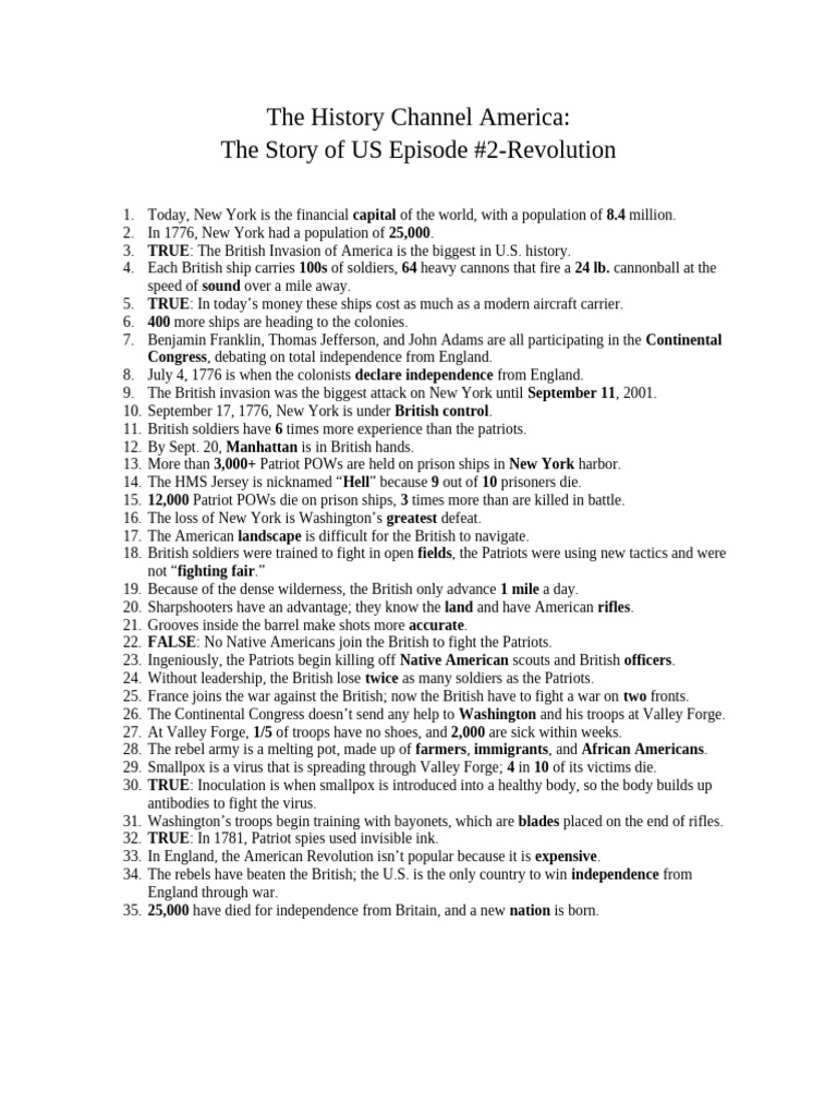 The Story of US Episode #2-Revolution | PDF | Valley Forge | United ...
