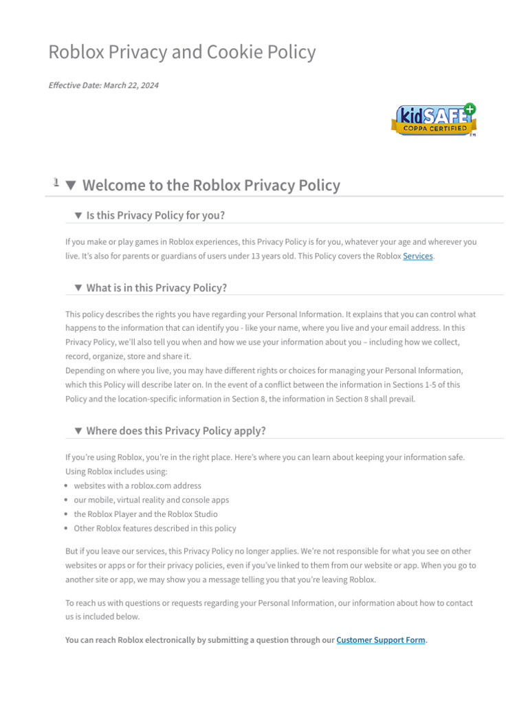 Roblox Privacy Policy Overview | PDF | Http Cookie | Privacy