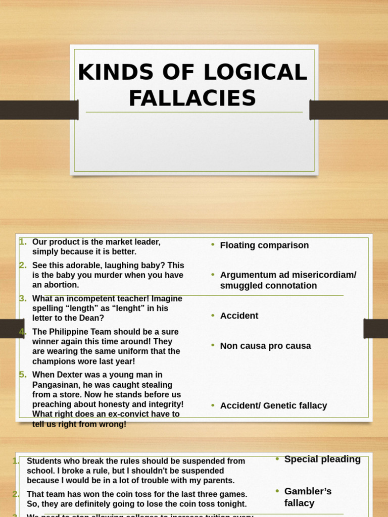 Kinds of Logical Fallacies Examples | PDF | Fallacy