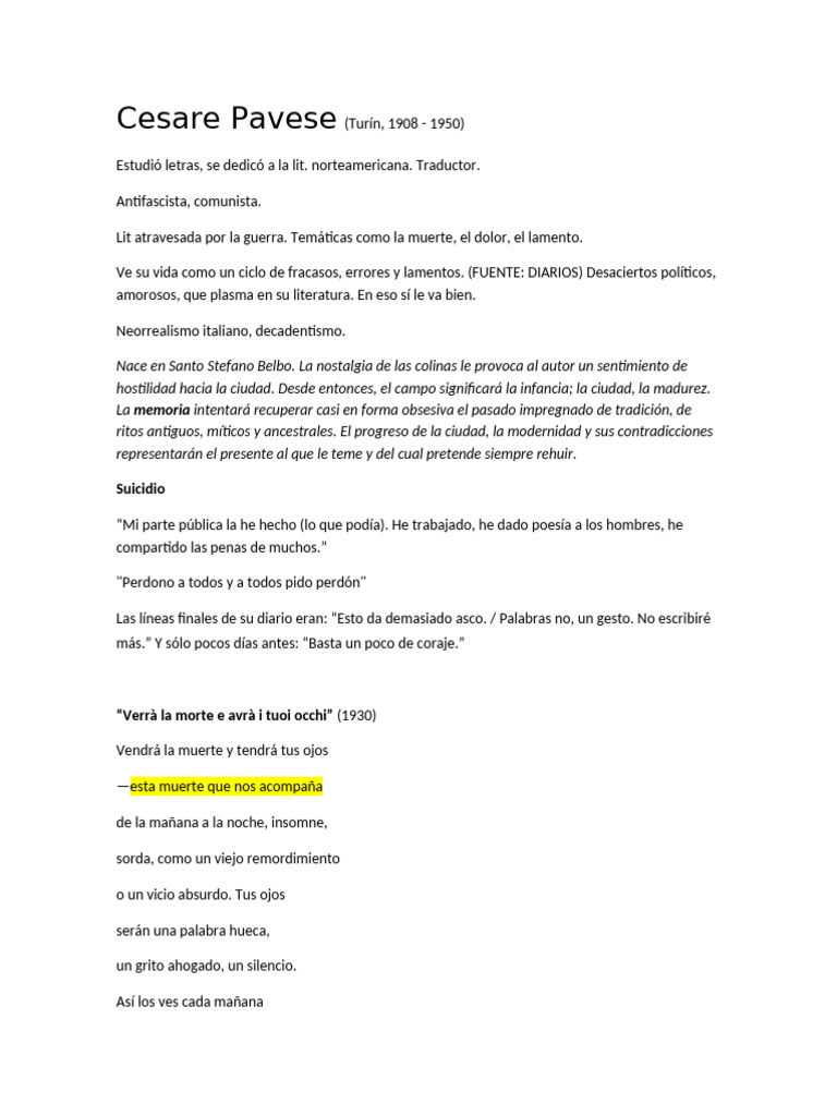 Cesare Pavese | PDF | Poesía | Clásicos