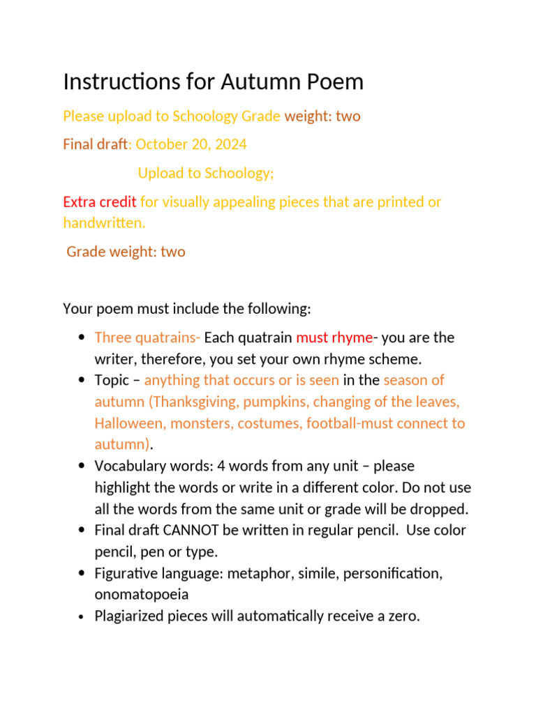 Autumn Poem Criteria - Season - No Rough Draft 10-20-24 | PDF