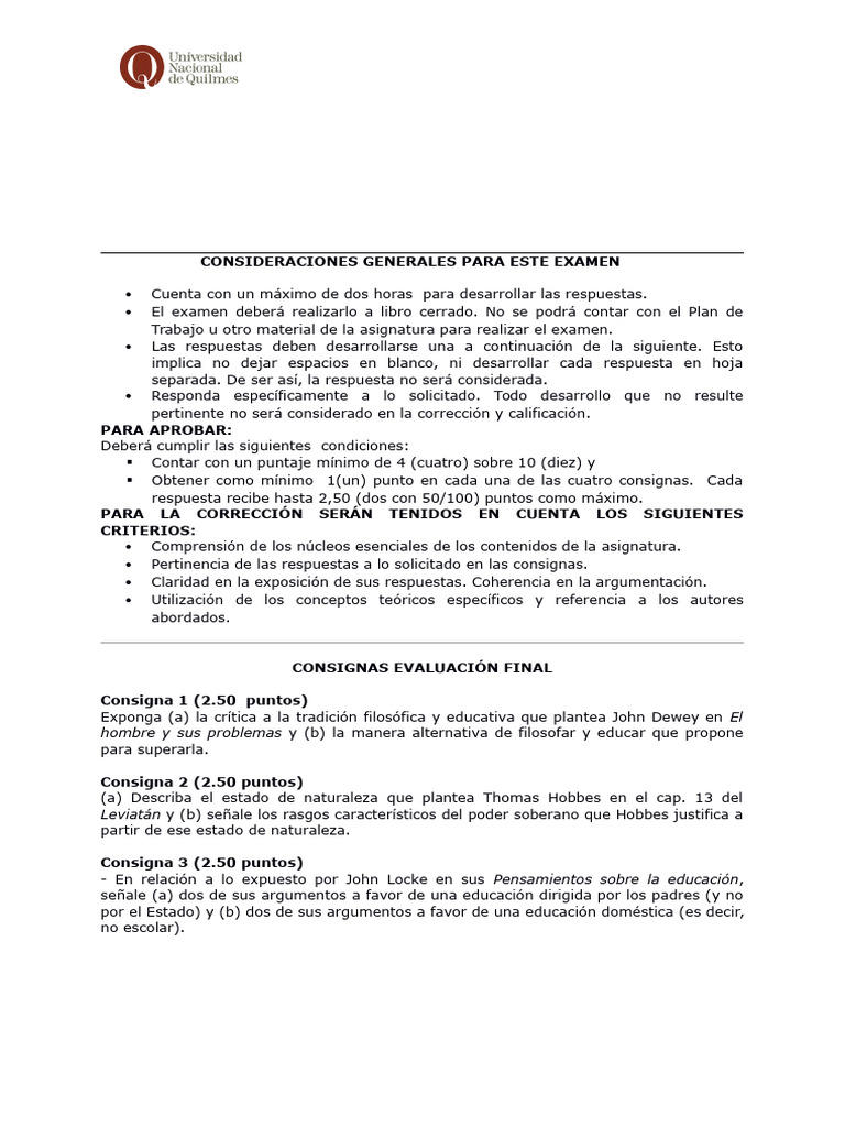 Modelo de Examen | PDF | Thomas Hobbes