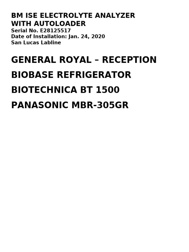 BM Ise Electrolyte Analyzer | PDF | Home & Garden