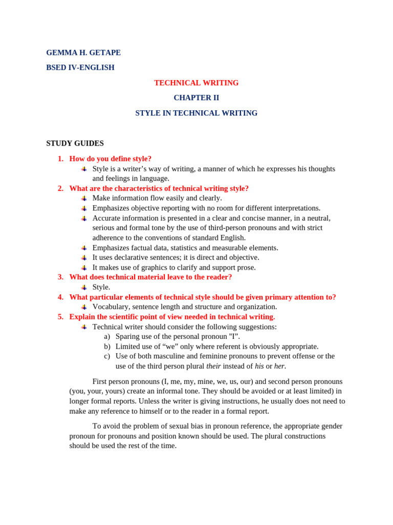 Technical Writing Chapter Ii | PDF | Grammatical Gender | Comma