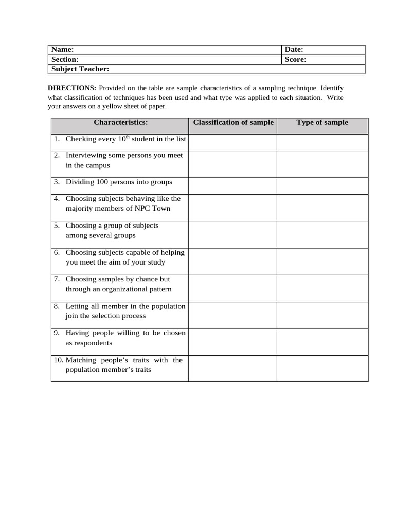 Activity For Sampling Techniques | PDF | Career & Growth | Computers