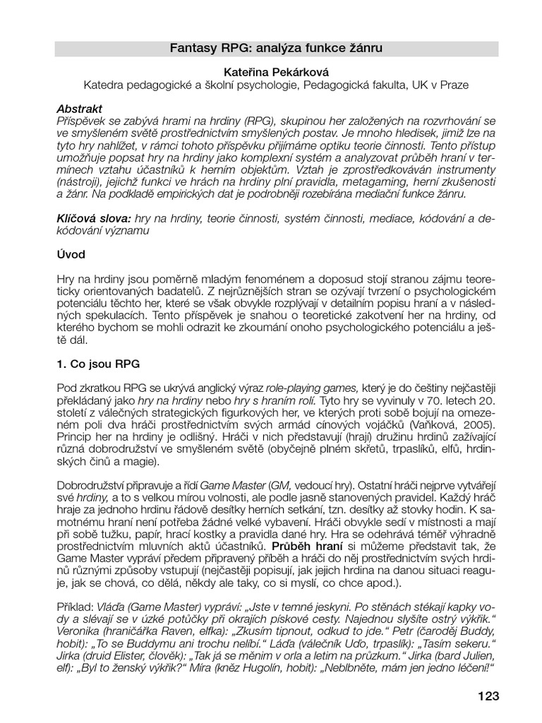 Fantasy RPGs Analysis of Genre Function | PDF