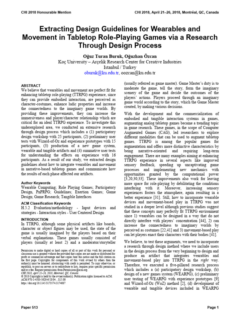 Extracting Design Guidelines For Wearables and Movement in Tabletop ...
