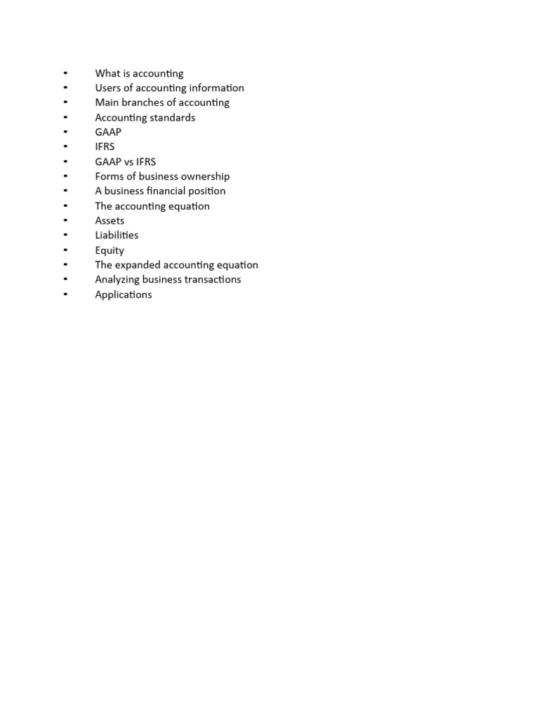 Accounting Lecture Outline Week 1 | PDF