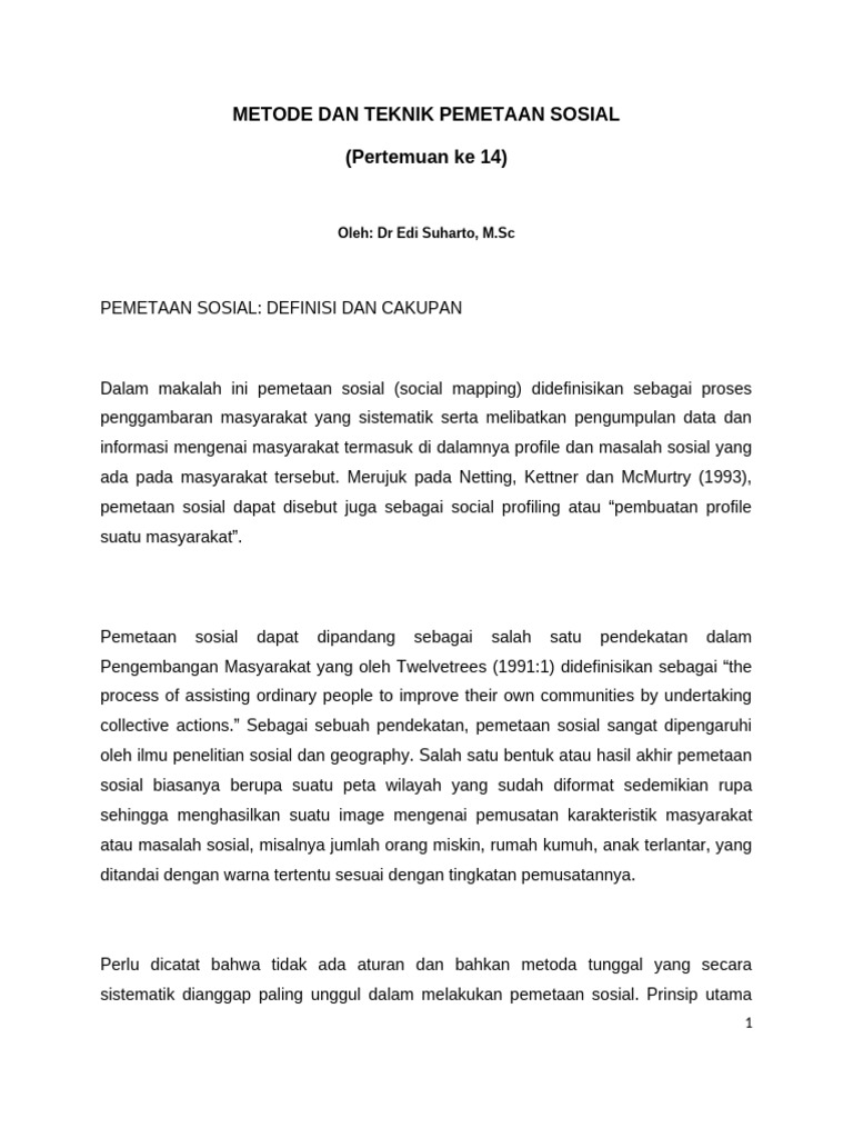 Metode Pemetaan Sosial untuk Pengembangan | PDF